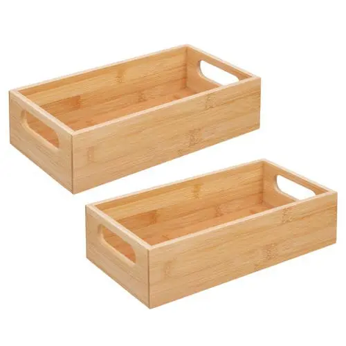 MDESIGN Pantry Organizer Container Bin With Handles, 2 Pack - Natural
