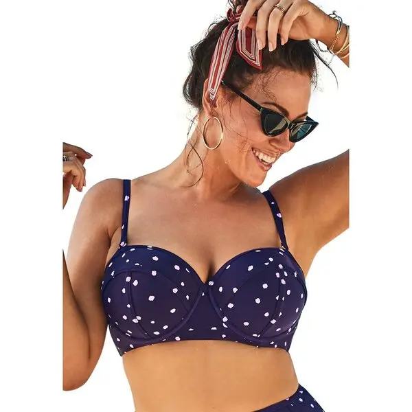 SWIMSUITS FOR ALL Underwire Bikini Top - Purple Dot
