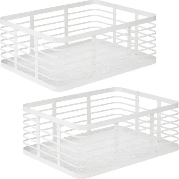 MDESIGN Metal Pantry Basket With Handlesset Of 2 - Matte White