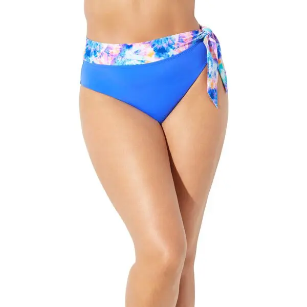 SWIMSUITS FOR ALL Shirred High Waist Bikini Bottom - Electric Iris Tie Dye
