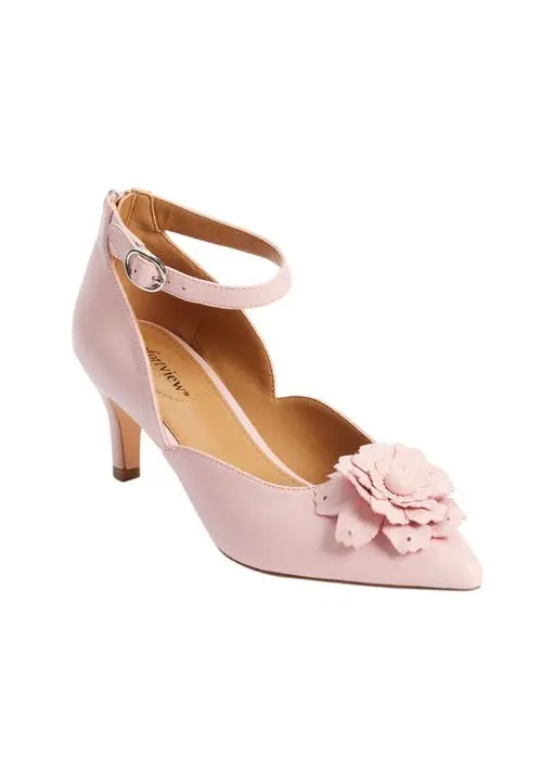 COMFORTVIEW The Julian Pump With Floral Embellishment And Adjustable Ankle Strap