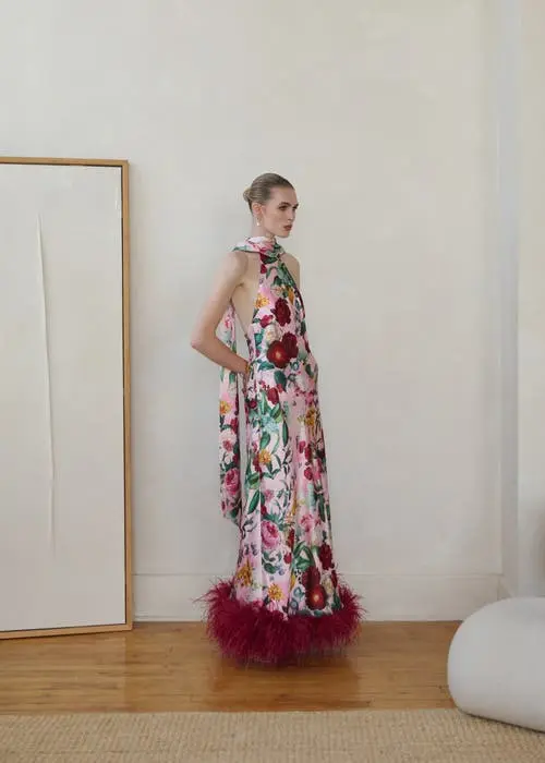 VASILIKI Maliya Feather Gown
