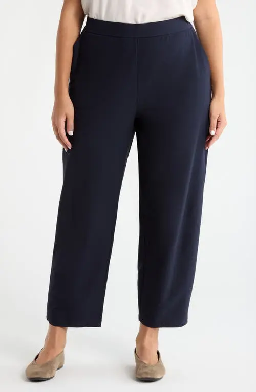 Eileen Fisher High-waisted Ankle Barrel Leg Pants - Ink
