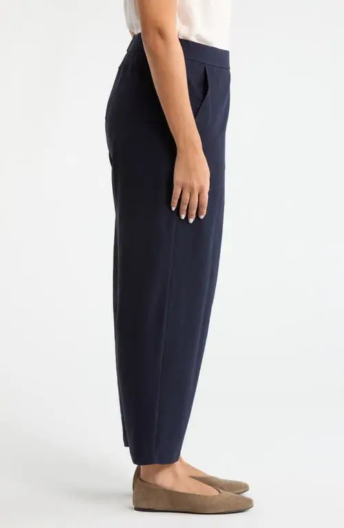 Eileen Fisher High-waisted Ankle Barrel Leg Pants - Ink