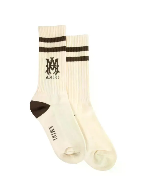 Amiri Logo-embellishment Ankle Socks - Neutrals