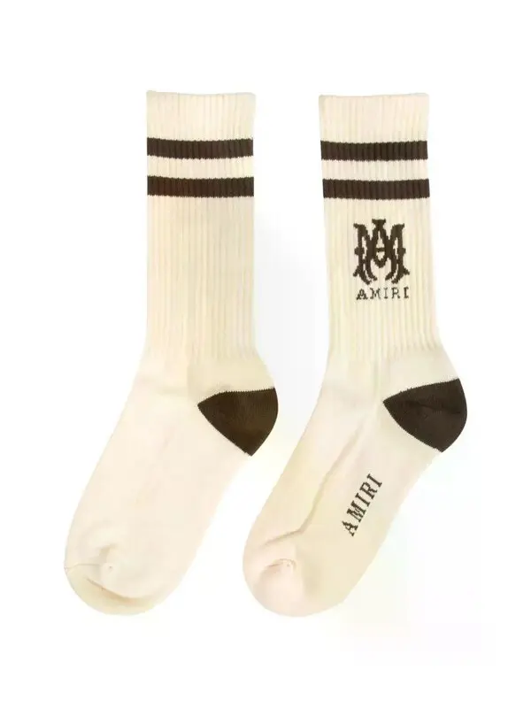 Amiri Logo-embellishment Ankle Socks - Neutrals