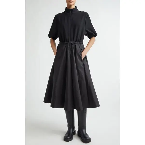 Moncler Mixed Media Technical Midi Shirtdress