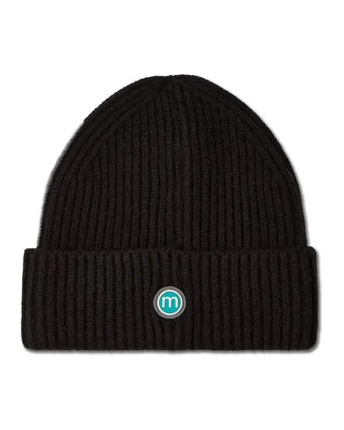 MEMOI Ribbed Yarn-embroidered Beanie - Black