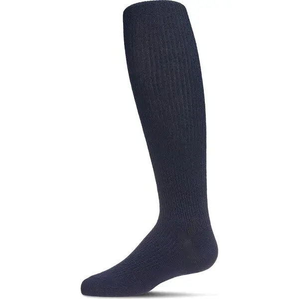 MEMOI Ribbed Cotton Tights - Navy