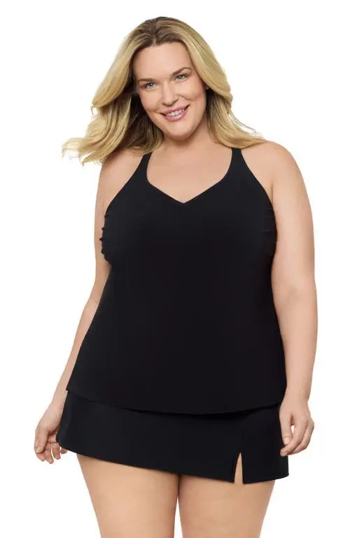 AQUA GREEN Supportive Y-back Tankini Swimsuit Top - Black