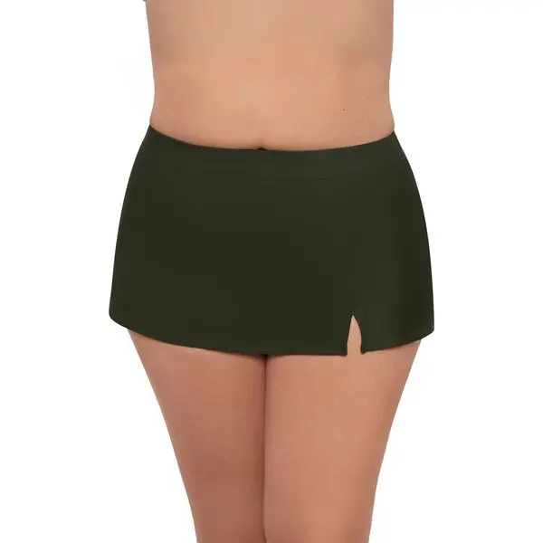 AQUA GREEN Skirted Swimsuit Bottom With Side Slit - Malachite