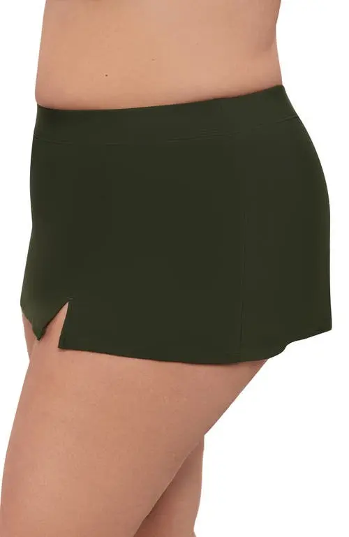 AQUA GREEN Skirted Swimsuit Bottom With Side Slit - Malachite