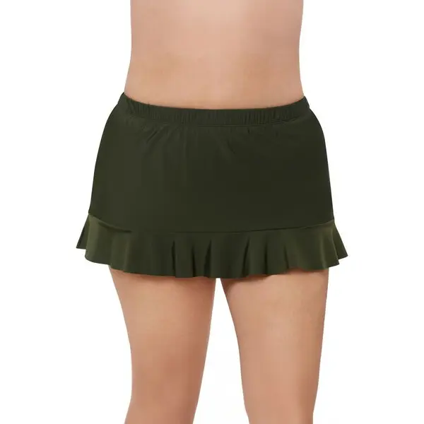 AQUA GREEN High Waist Slimming Ruffle Skirt Swimsuit Bottom - Malachite