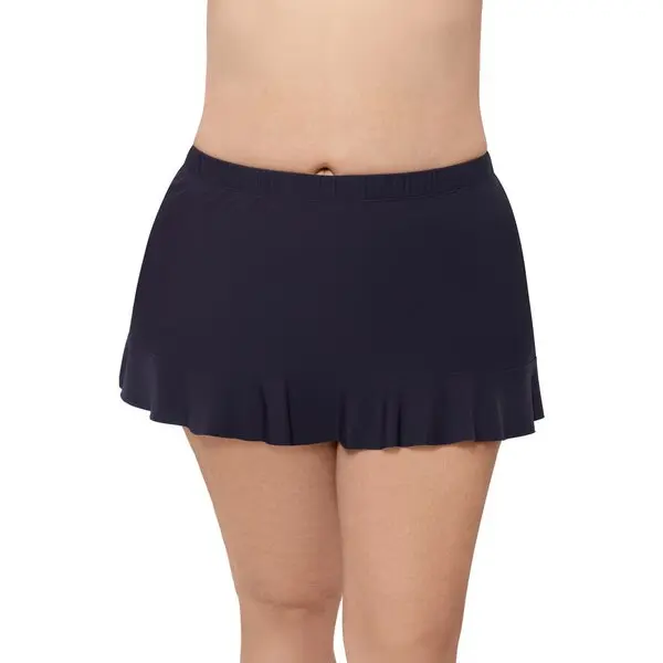 AQUA GREEN High-waist Ruffle Swimsuit Bottom - True Navy