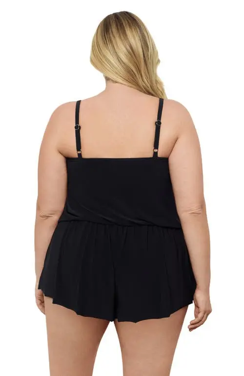 AQUA GREEN V-neck Blouson Romper - Black