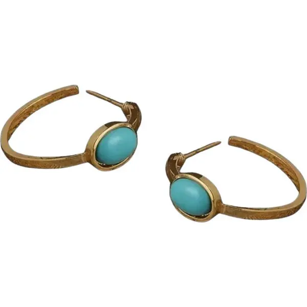 ERIN MCDERMOTT JEWELRY Oval Turquoise Mini Hoops - Blue-green