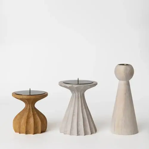 HOUSE OF REVELRY Natural Short Pillar Candle Holder