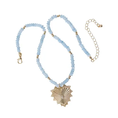 ERIN MCDERMOTT JEWELRY Ocean Love And Heart Necklace - Blue