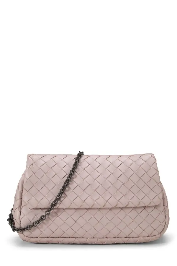 Bottega Veneta Intrecciato Leather Flap Crossbody Bag - Pink