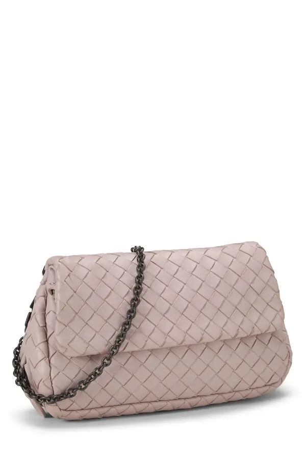 Bottega Veneta Intrecciato Leather Flap Crossbody Bag - Pink