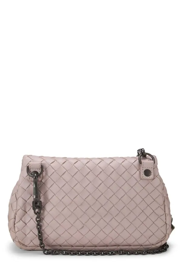 Bottega Veneta Intrecciato Leather Flap Crossbody Bag - Pink