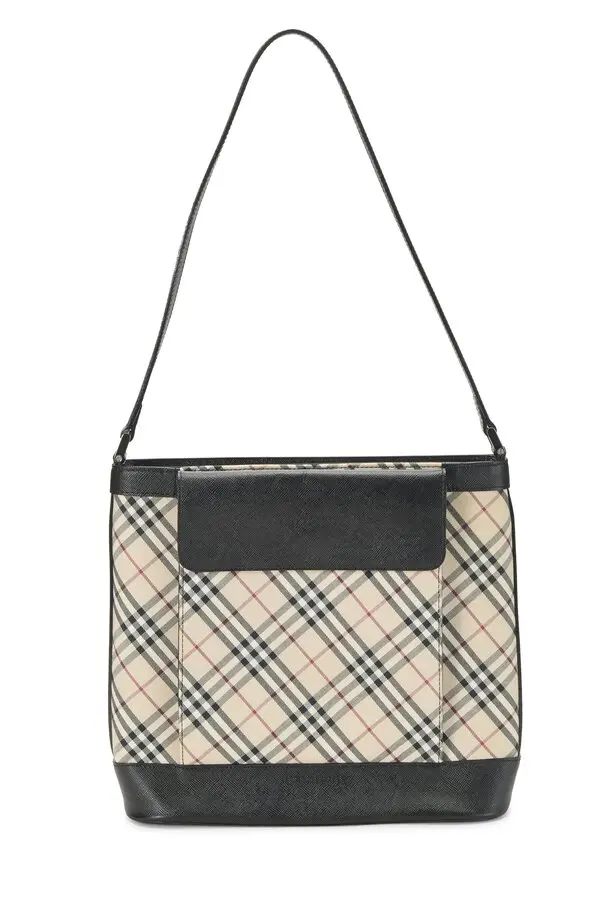 Burberry Jacquard Check Pocket Bucket Tote - Black