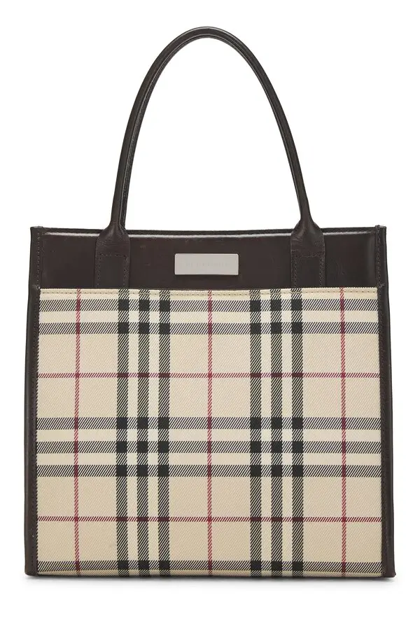 Burberry House Check Jacquard Shopping Handbag - Brown