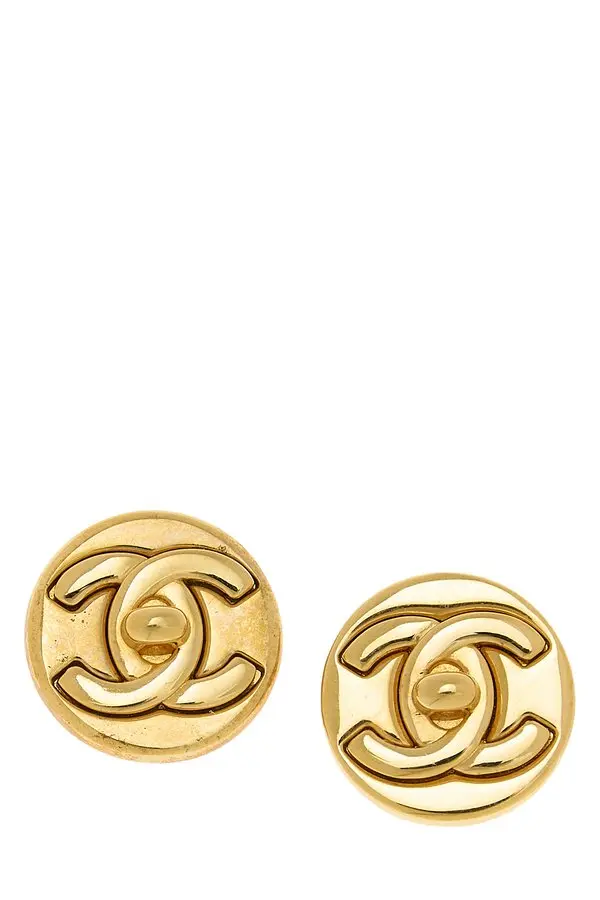 Chanel Cc Turnlock Circle Earrings - Gold