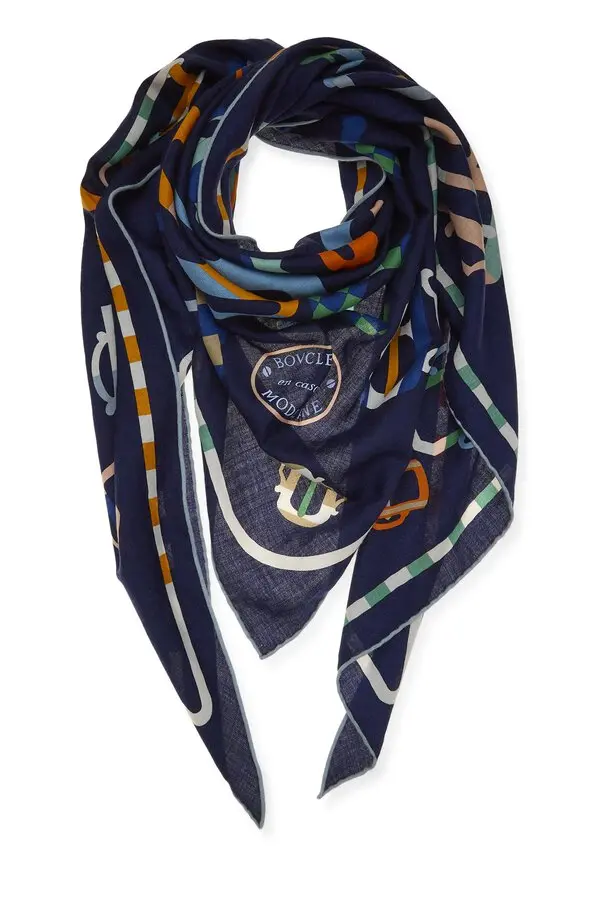 Hermès Multicolor 'bouclerie Moderne En Casaques' Cashmere Triangle Scarf