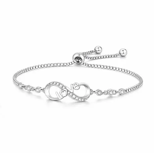 DONATELLO GIAN Adjustable Crystal Love Bracelet - Silver