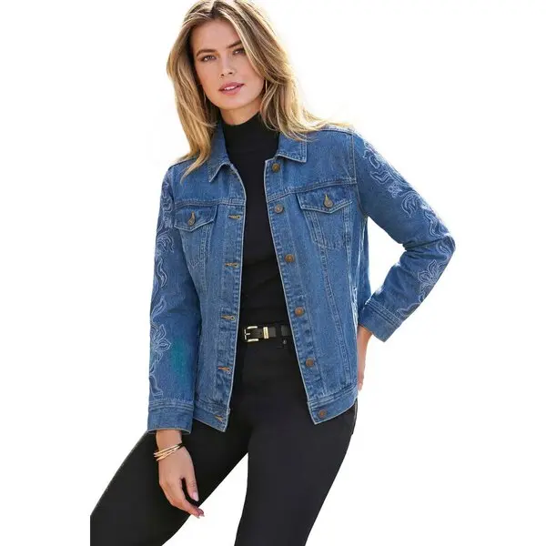 JESSICA LONDON Classic Cotton Denim Jacket - Blue