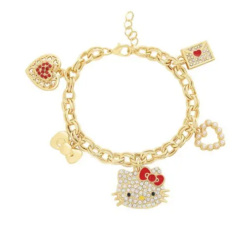 HELLO KITTY Crystal Charm Bracelet - Gold