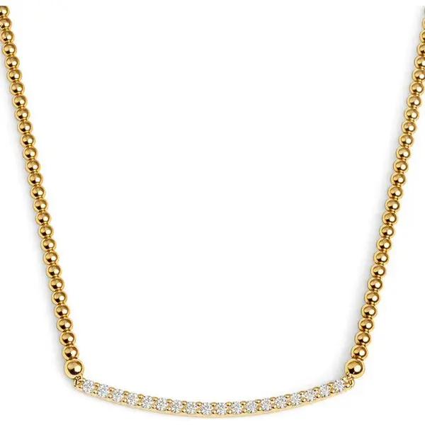 ZARUX Arc Radiant Diamond Necklace - Yellow Gold