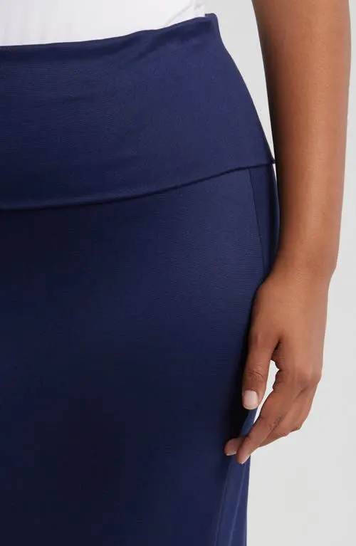 24SEVEN COMFORT APPAREL Foldover Maxi Skirt - Navy