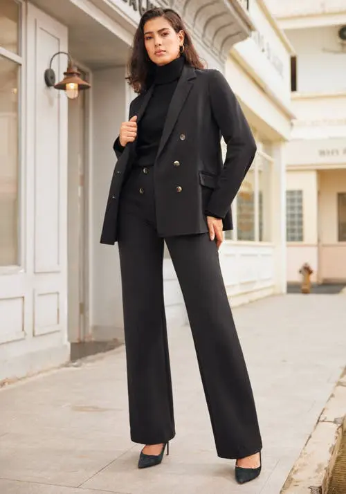 Betabrand Atlantic Dpyp Dress Pant Yoga Pants Wide Leg - Black