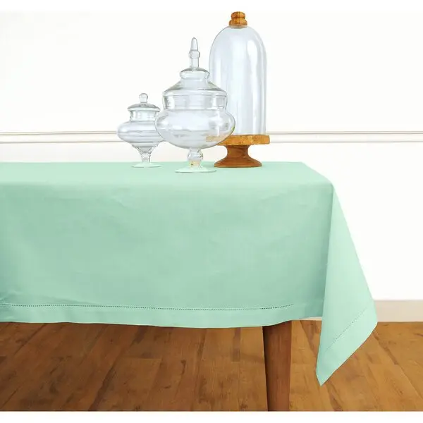 SOLINO HOME Cotton Hemstitch Tablecloth - Aqua