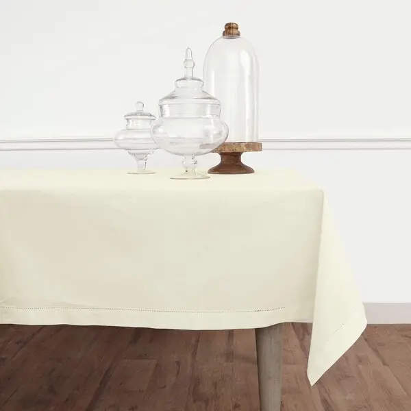 SOLINO HOME Cotton Hemstitch Tablecloth - Ivory