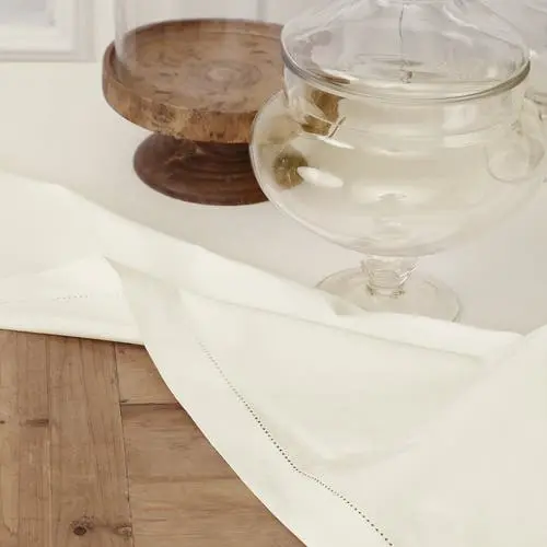 Solino Home Cotton Hemstitch Tablecloth - Ivory