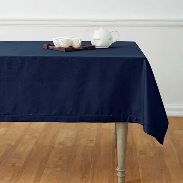 Solino Home Cotton Hemstitch Tablecloth - Navy