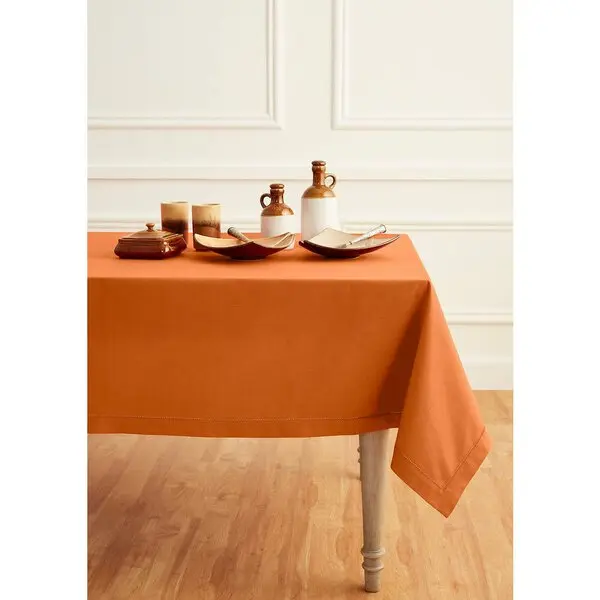 SOLINO HOME Cotton Hemstitch Tablecloth - Pumpkin