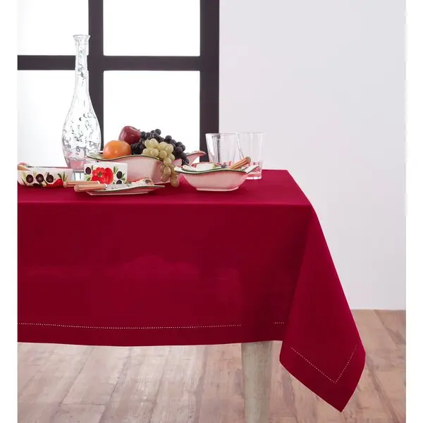 Solino Home Cotton Hemstitch Tablecloth - Red