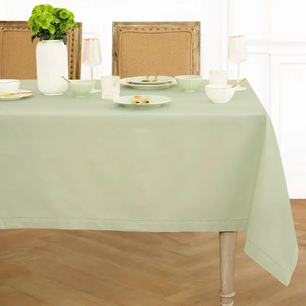 Solino Home Cotton Hemstitch Tablecloth - Sage