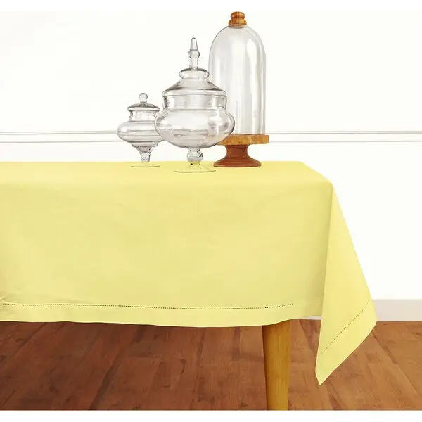 SOLINO HOME Cotton Hemstitch Tablecloth - Yellow