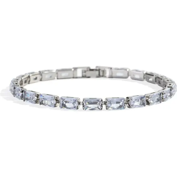 MINT & LILY Baguette Tennis Bracelet - Silver