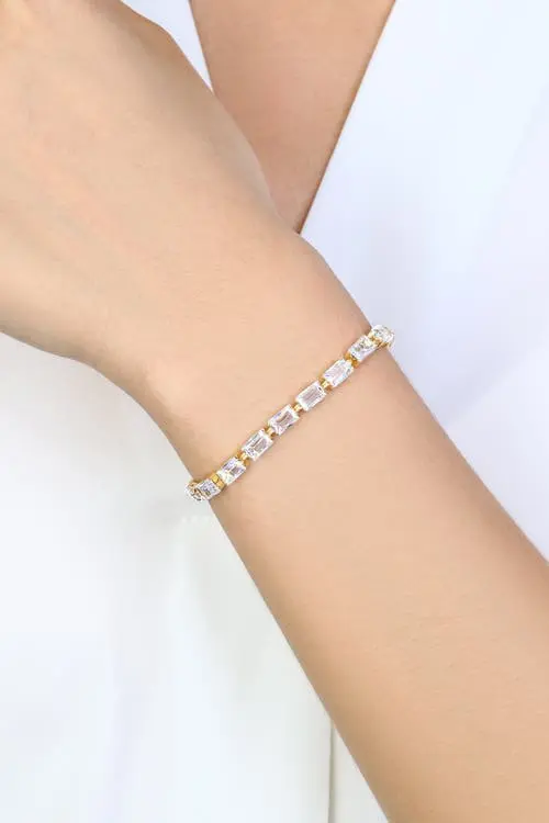 MINT & LILY Baguette Tennis Bracelet - Silver
