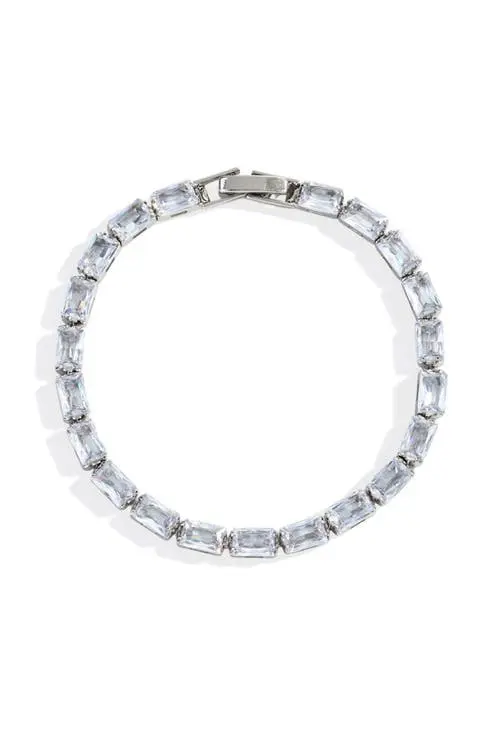 MINT & LILY Baguette Tennis Bracelet - Silver