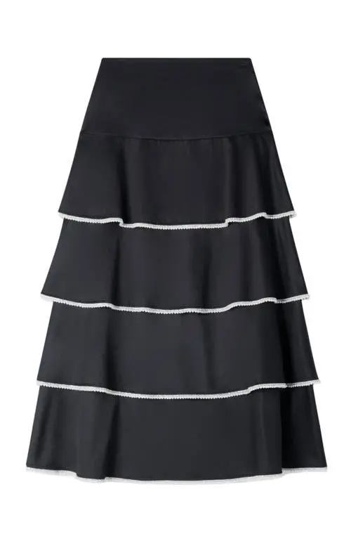 Sandro Long Ruffled Rhinestone Skirt