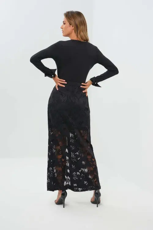 Anatomie Ariel Ultralight & Lace Maxi Skirt - Black