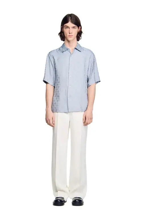 Sandro Square Cross Loose-fit Shirt - Blue