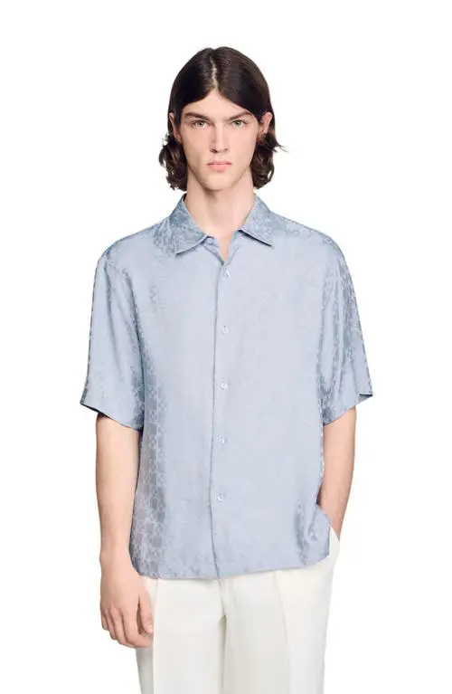 Sandro Square Cross Loose-fit Shirt - Blue